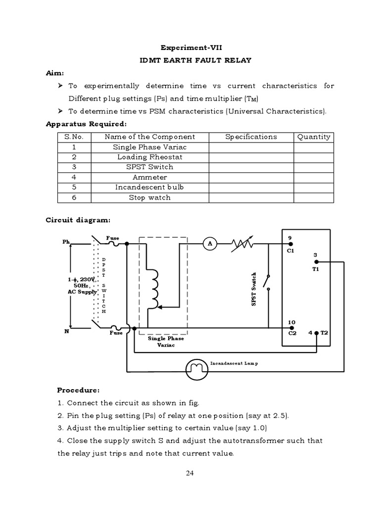 7.IDMT Earth Fault Relay | PDF | Relay | Amplifier