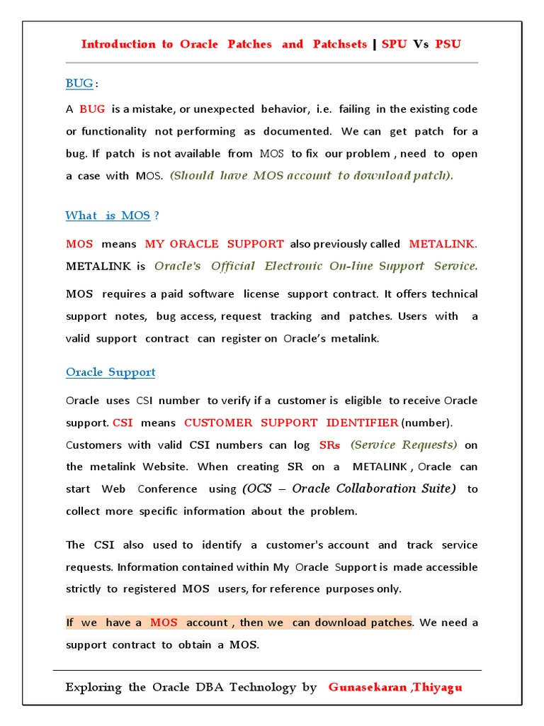 Introduction To Oracle Patches Download Free Pdf Oracle Database Software Bug