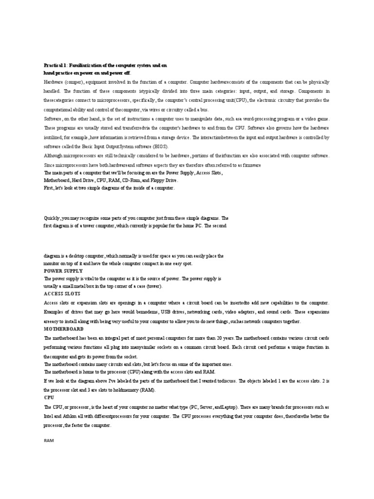 Practical 1 | PDF | Computer Hardware | Random Access Memory