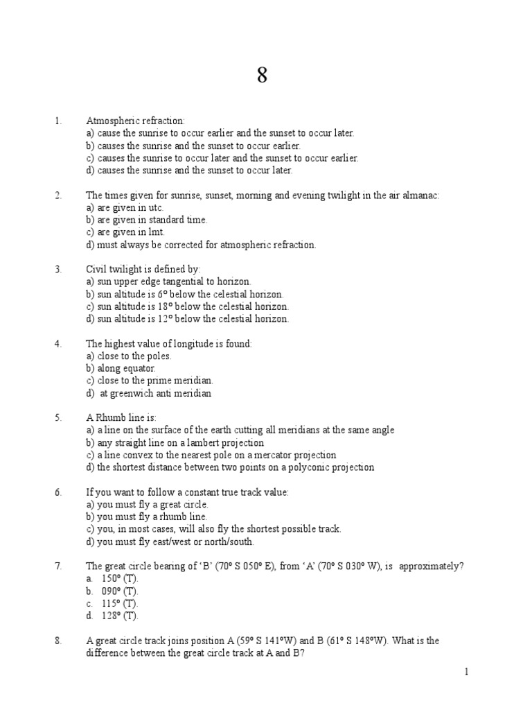 Questions Air Navigation | PDF | Airspeed | Sunset
