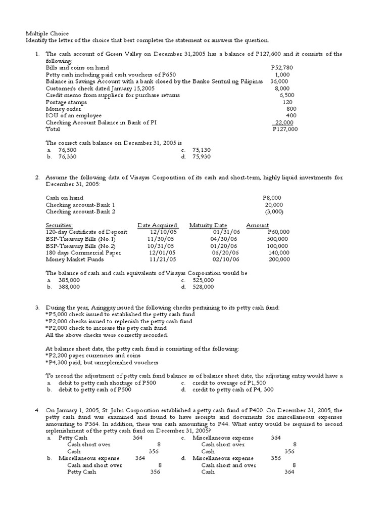 Cash and AR Examination | PDF | Debits And Credits | Cheque