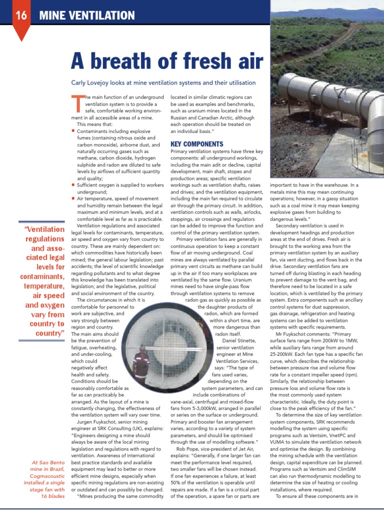 A Breath of Fresh Air: Mine Ventilation | PDF | Ventilation ...