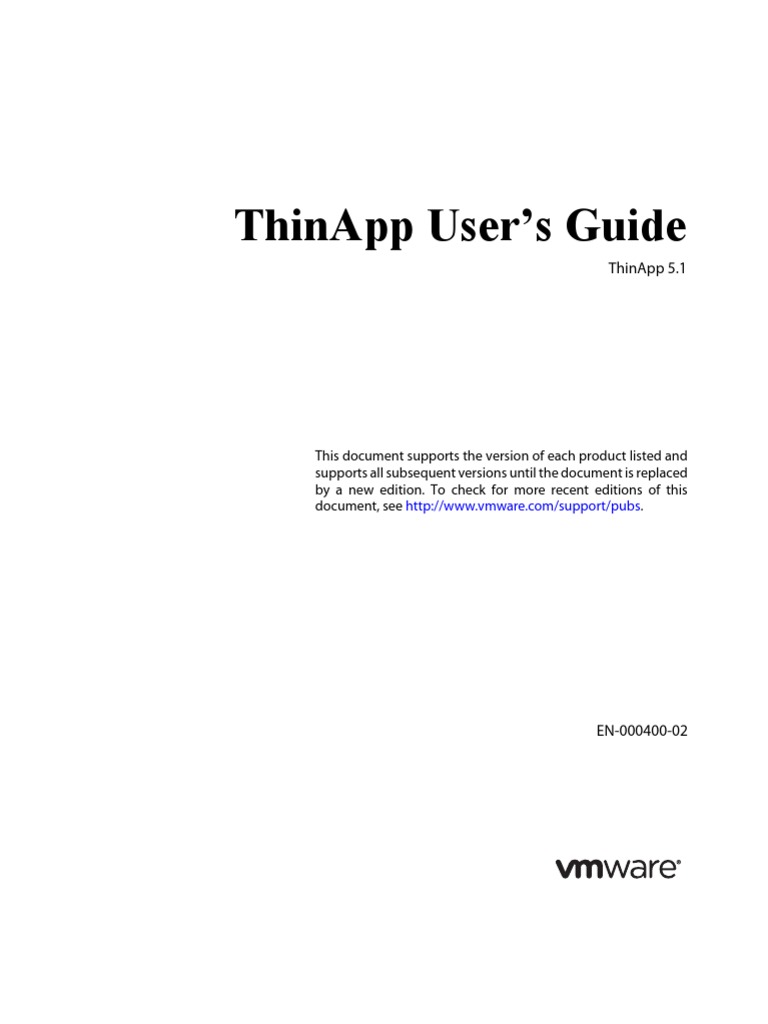 Thinapp51 Manual | PDF | V Mware | Windows Registry