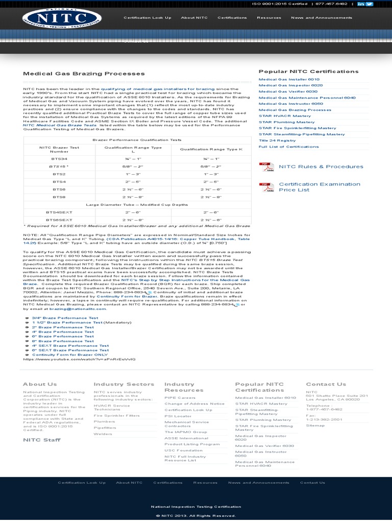 Brazing Process Qualification. NITC Single Practical Test For Brazing ...