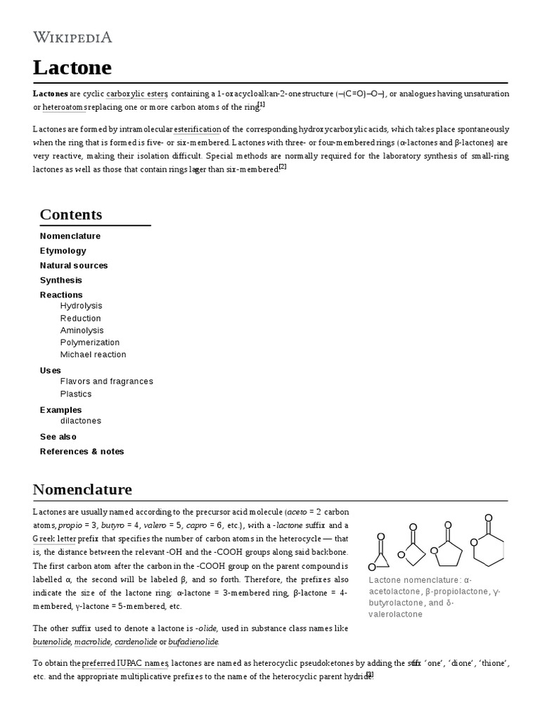 Lactone | PDF | Chemical Compounds | Organic Compounds