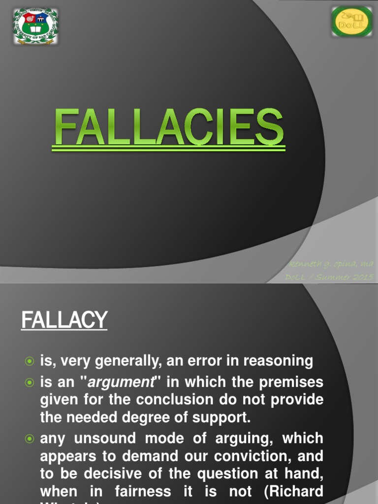 Kenneth G. Opina, Ma Doll / Summer 2015 | PDF | Fallacy | Logical ...