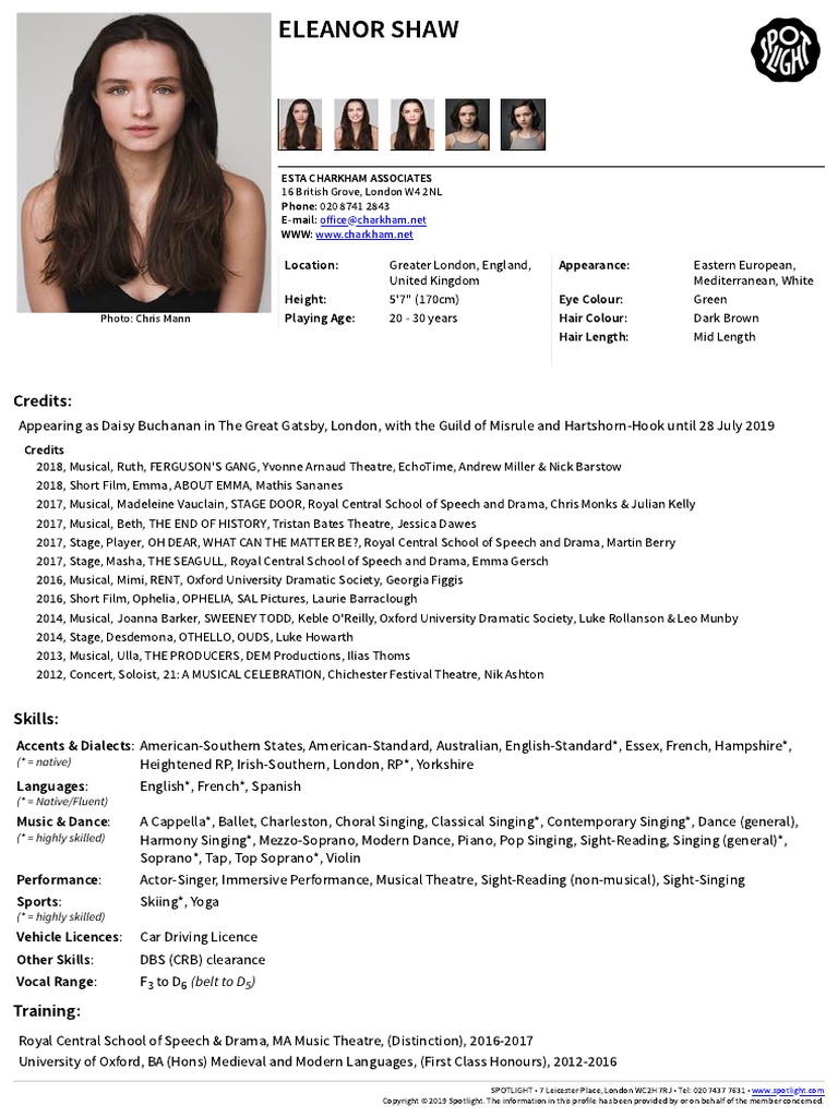 Spotlight - ELEANOR SHAW 2019 PDF | PDF | Singing | Performing Arts
