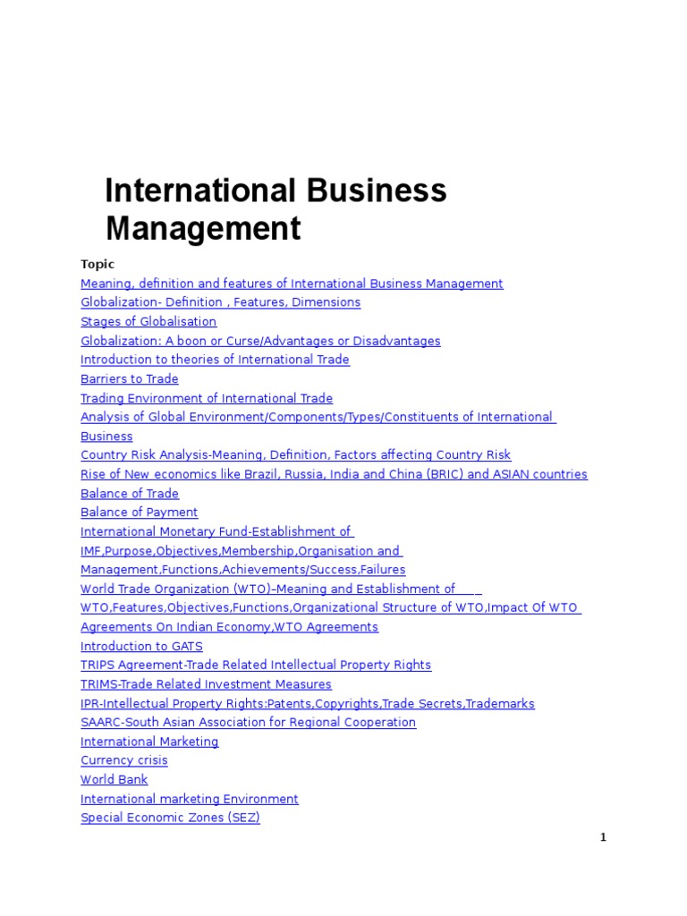 International Business Management | PDF | International Business ...