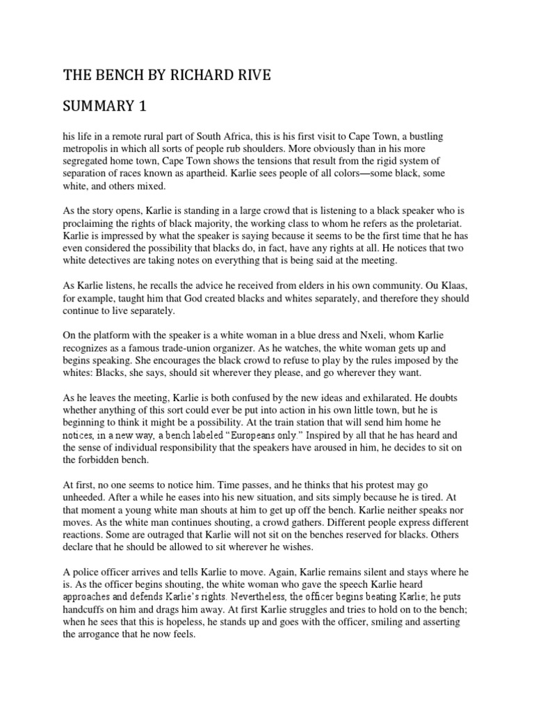 Summary of The BENCH | PDF | Narration