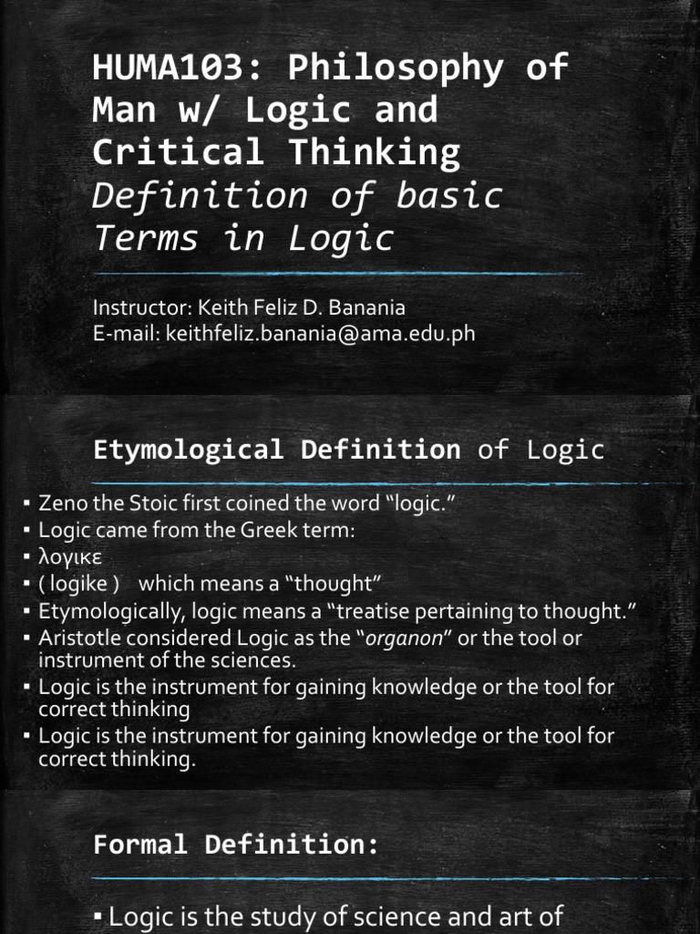 Definition of Basic Terms in Logic | PDF | Idea | Inference