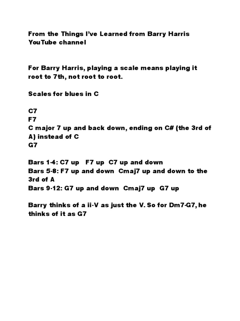 Basic Barry Harris Concepts | PDF