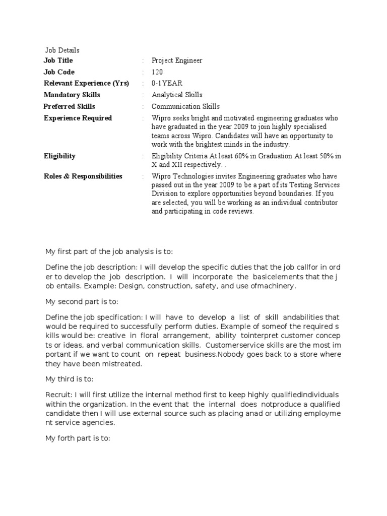 Job Title Job Code Relevant Experience (Yrs) Mandatory Skills Preferred ...