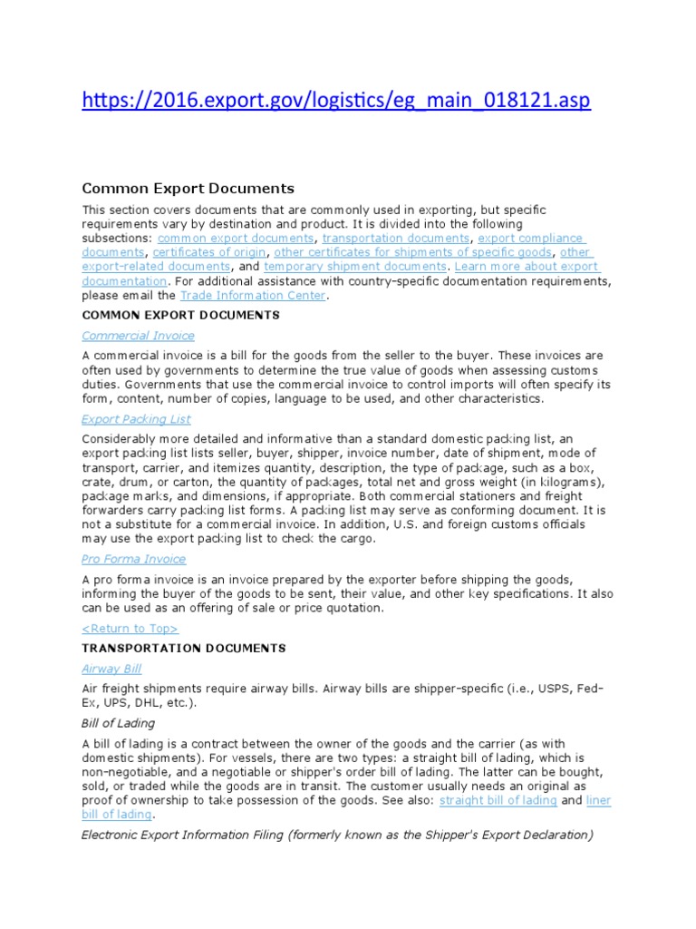 SAP GTS - Common Export Documents | PDF | Cargo | Dangerous Goods