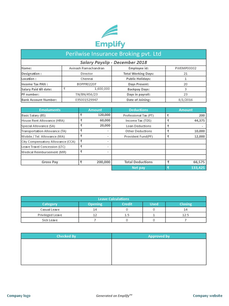 Director's December Payslip | PDF | Payroll | Personal Finance