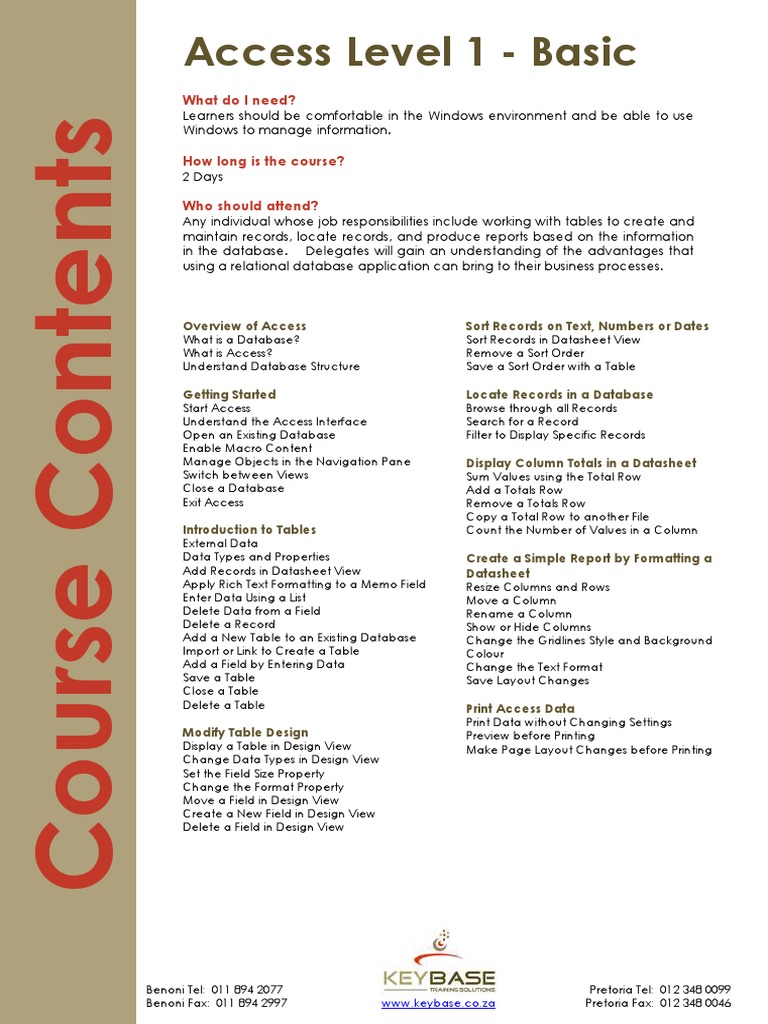 Access Level 1 Basic | PDF | Page Layout | Databases