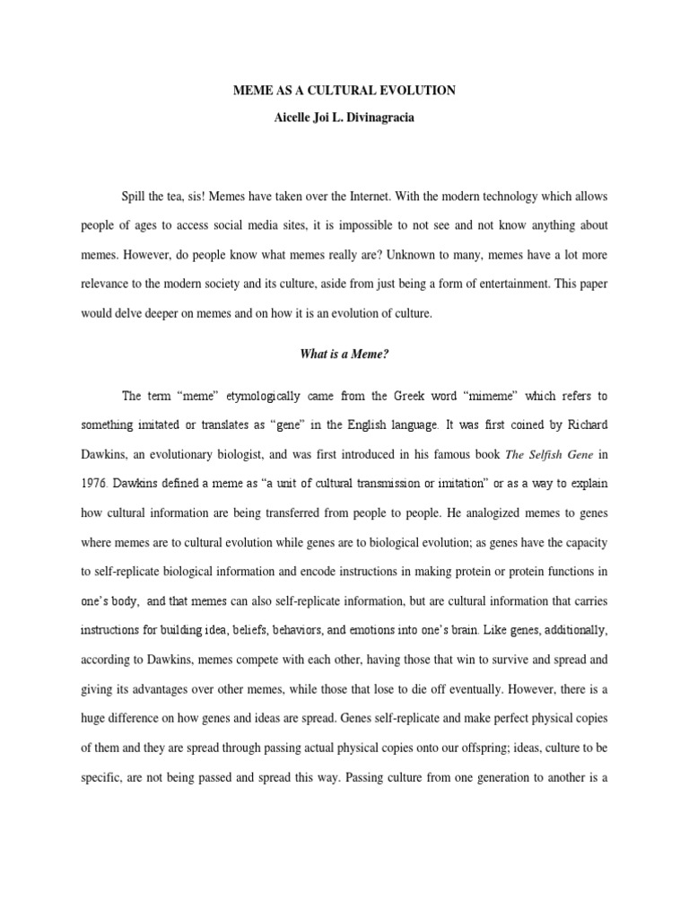 Meme As A Cultural Evolution | PDF | Meme