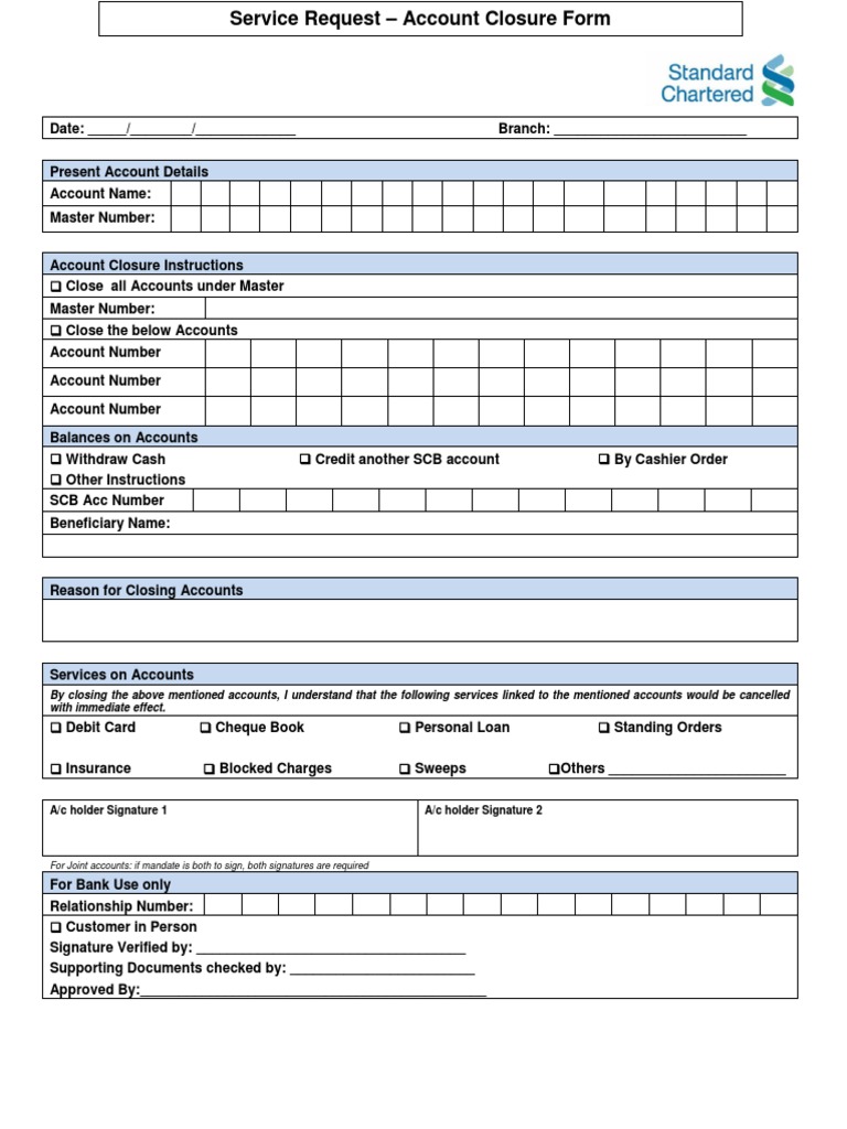 Account Closure Request Form | PDF