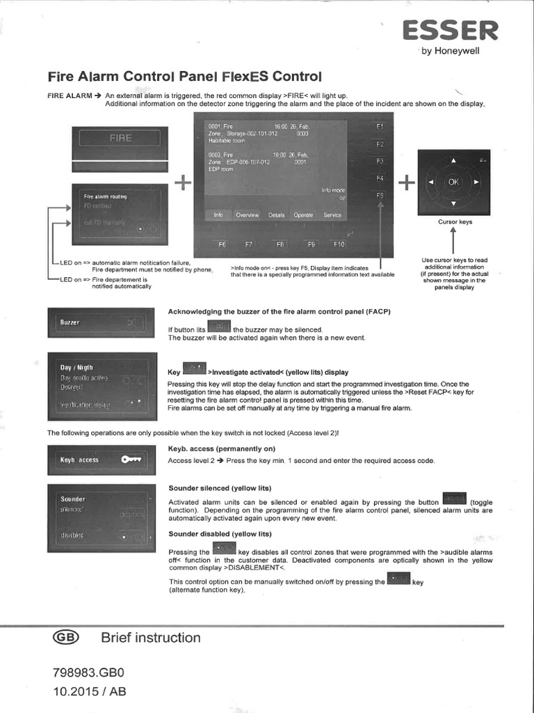 Fire Alarm Control Panel FlexES Brief Instruction | PDF