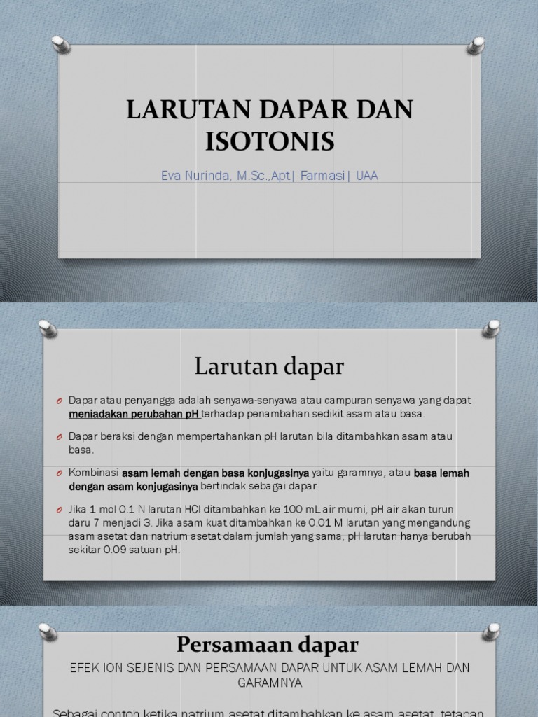 Larutan Dapar dan Isotonis dalam Farmasi | PDF | Sains & Matematika