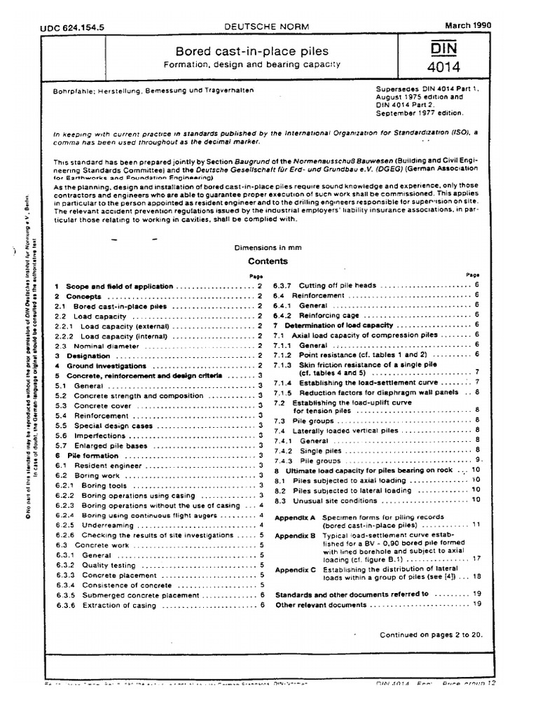 DIN 4014 Bored Piles PDF | PDF