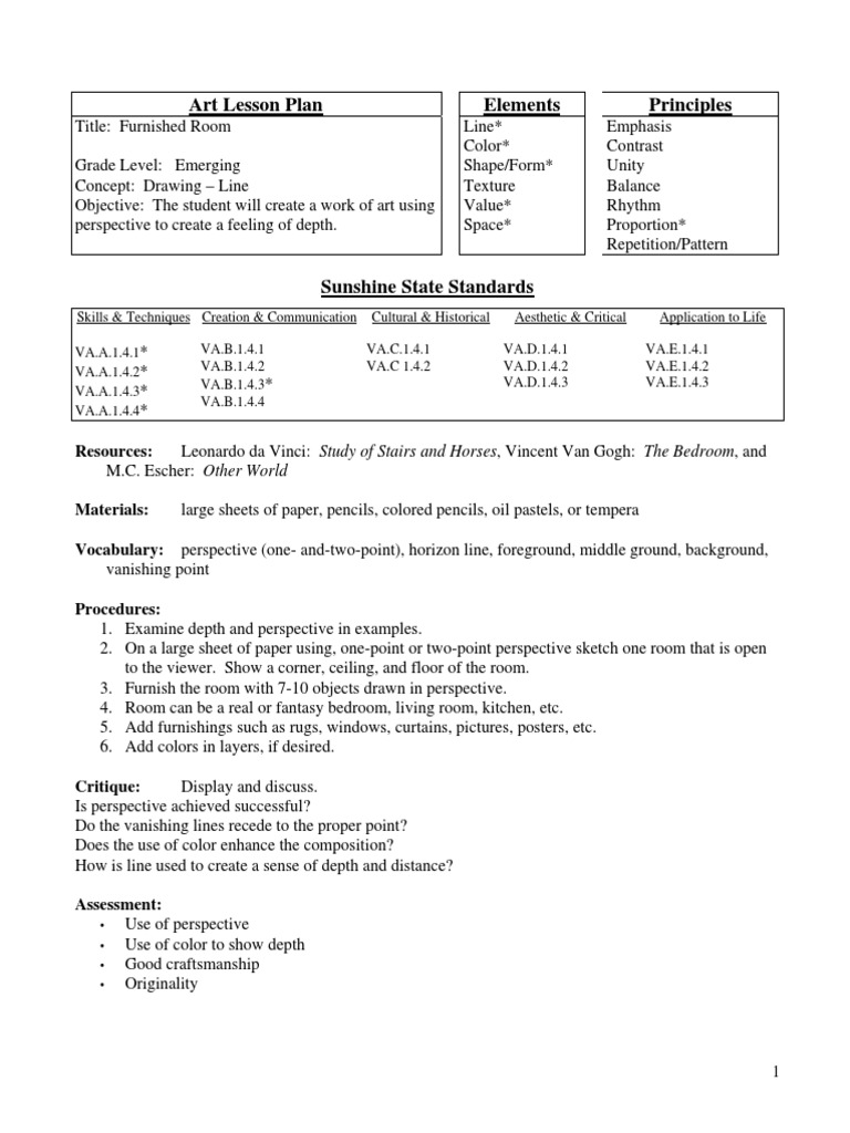 Elementary Arts Lesson Plan Template Free PDF Template PDF | PDF ...