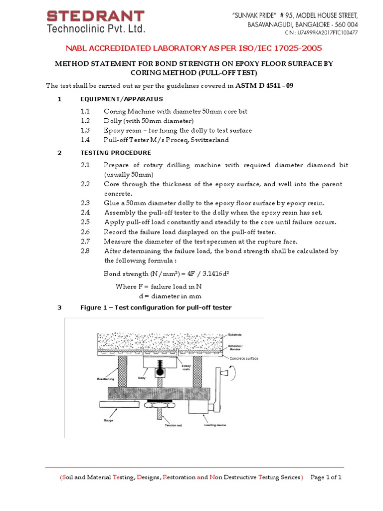 Pull-Off Strength Test - Epoxy - Methodology | PDF
