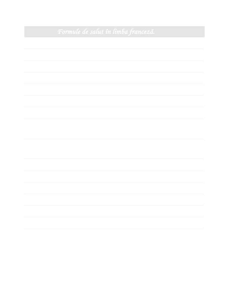 Formule de Salut În Limba Franceză | PDF