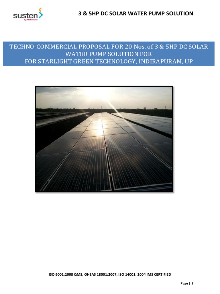 Technical Proposal - Solar Water Pump | PDF | Solar Panel ...