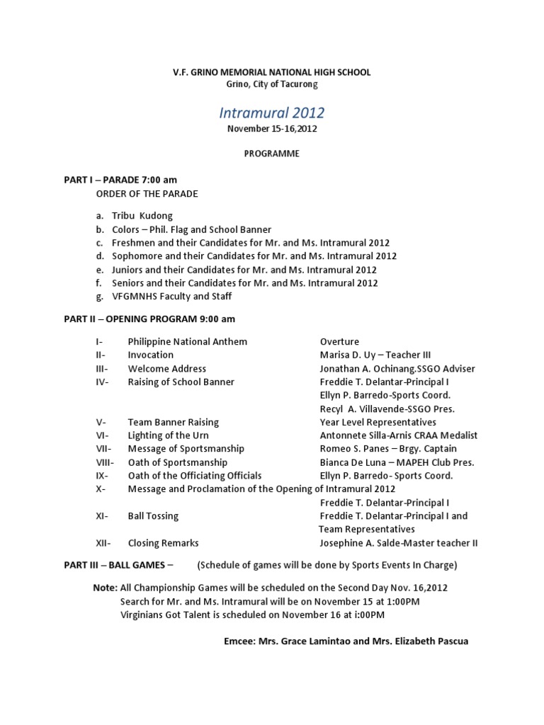 Intramural Program | PDF | Sports | Hobbies