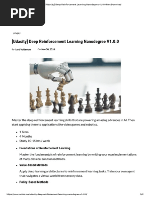 Udacity Deep Reinforcement Learning Nanodegree Free Download Udacity