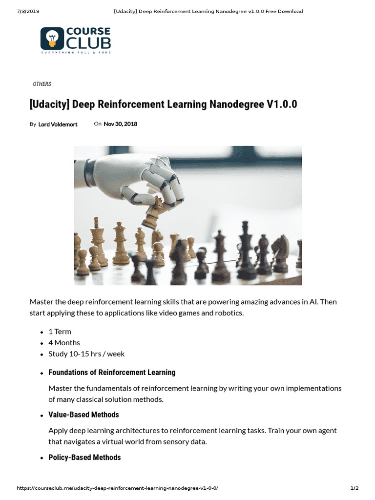 (Udacity) Deep Reinforcement Learning Nanodegree v1.0.0 | PDF