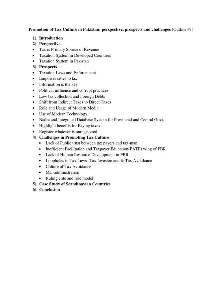Promoting Tax Culture in Pakistan | PDF | Business | Finance & Money ...