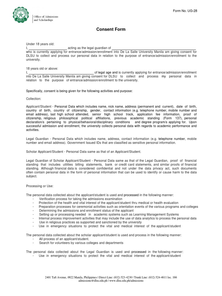 Consent Form Dlsu | Download Free PDF | Personally Identifiable ...