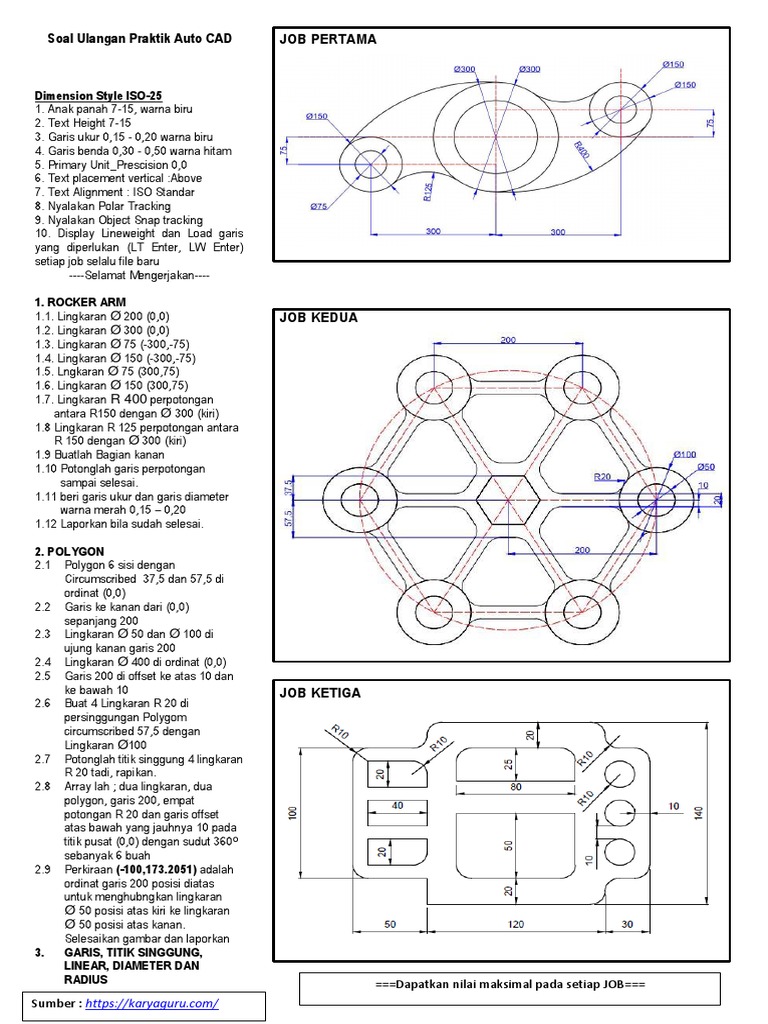 Soal Ulangan Praktik Auto CAD | PDF