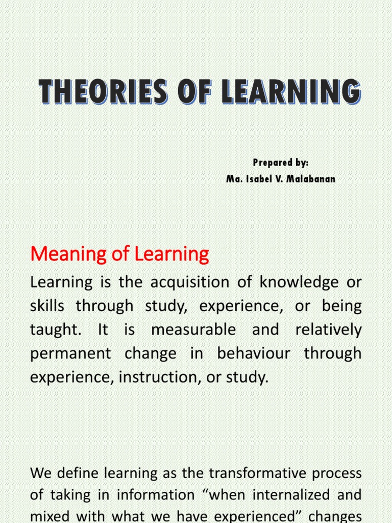 Theories of Learning | PDF | Constructivism (Philosophy Of Education ...
