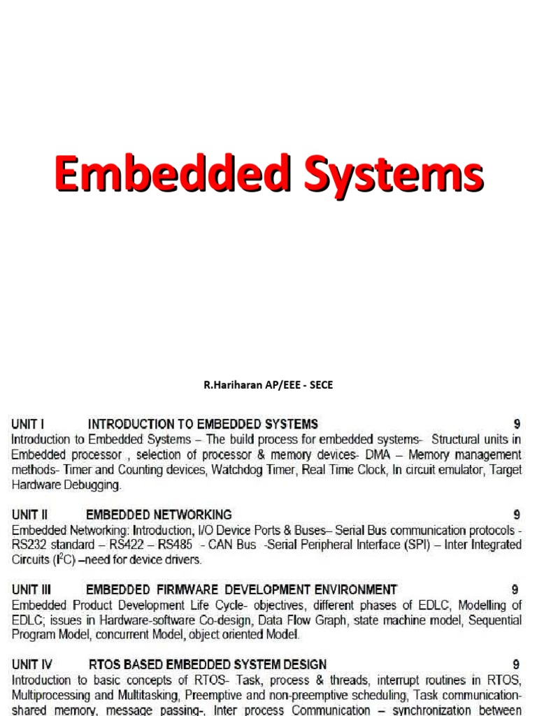 UNIT I Embedded Systems | PDF | Random Access Memory | Embedded System