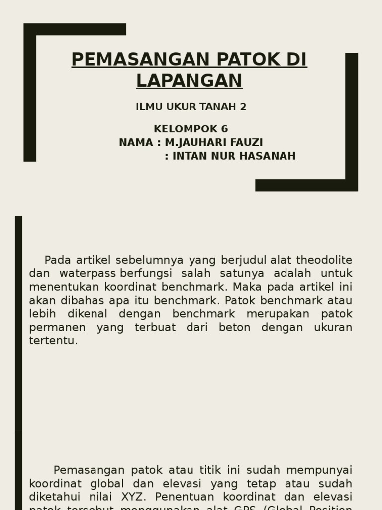 Pemasangan Patok Bench Mark PDF | PDF