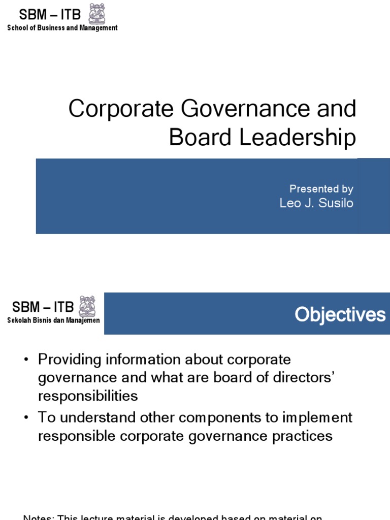 GCG and Board Leadership | PDF | Corporate Governance | Strategic ...