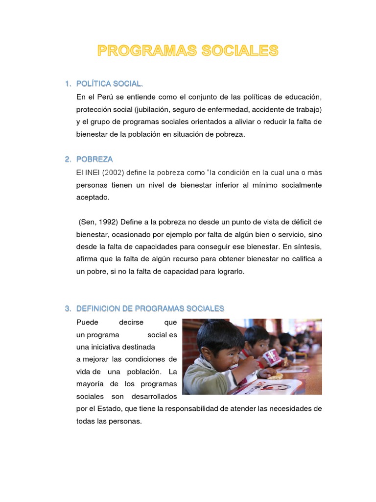 Programas Sociales | PDF | Politica social | Pobreza