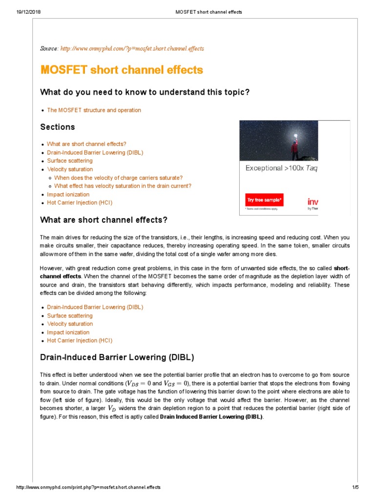 MOSFET Short Channel Effects | PDF | Field Effect Transistor | Mosfet
