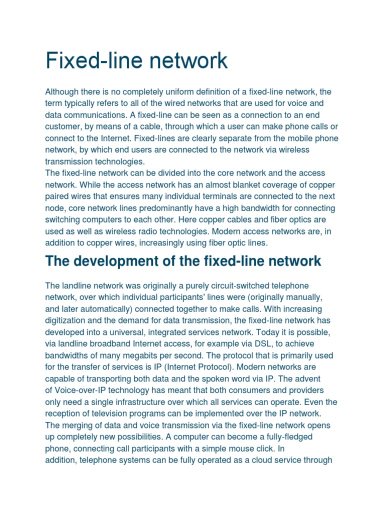 Fixed-Line Networks Explained | PDF | Voice Over Ip | Computer Network