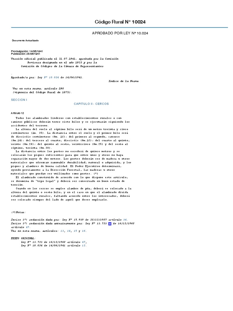 Alambrado - Requisitos Del Código Rural | PDF