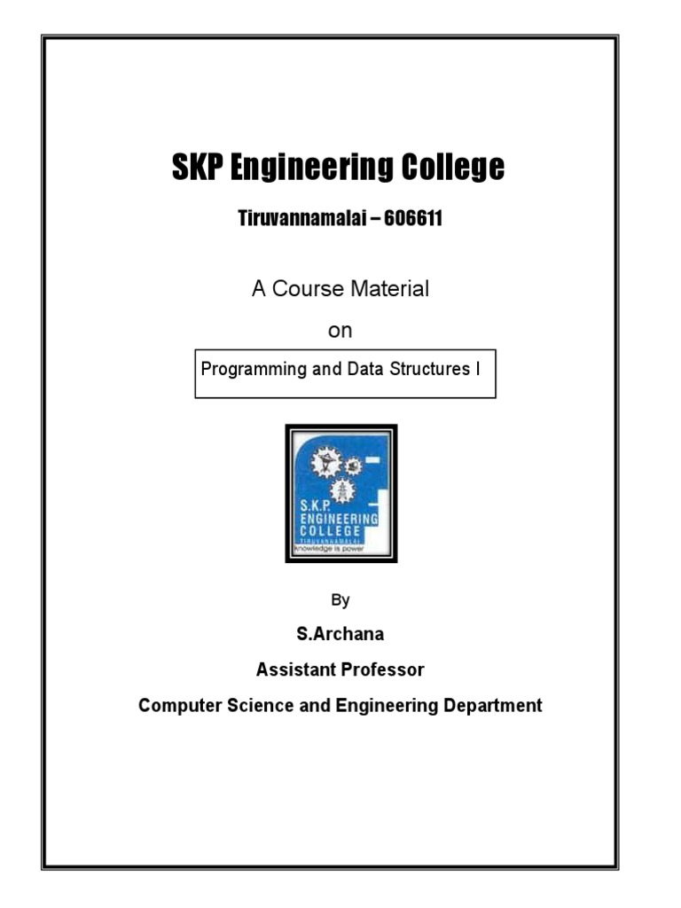 Programming And Data Structures I Pdf Pointer Computer Programming
