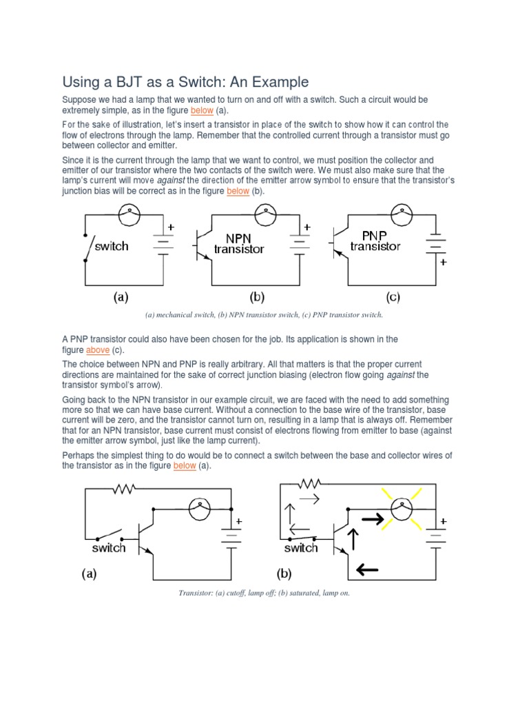 Using A BJT As A Switch: An Example: Below | PDF | Analog To Digital Converter | Bipolar ...