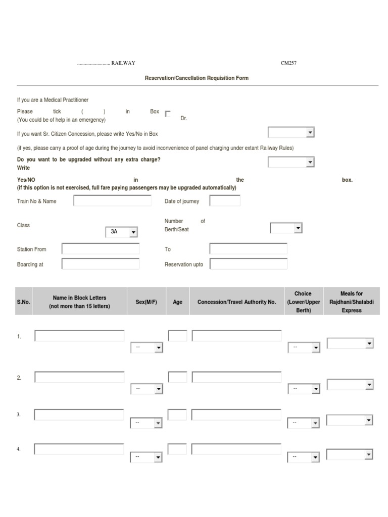 Reservation/Cancellation Requisition Form ...