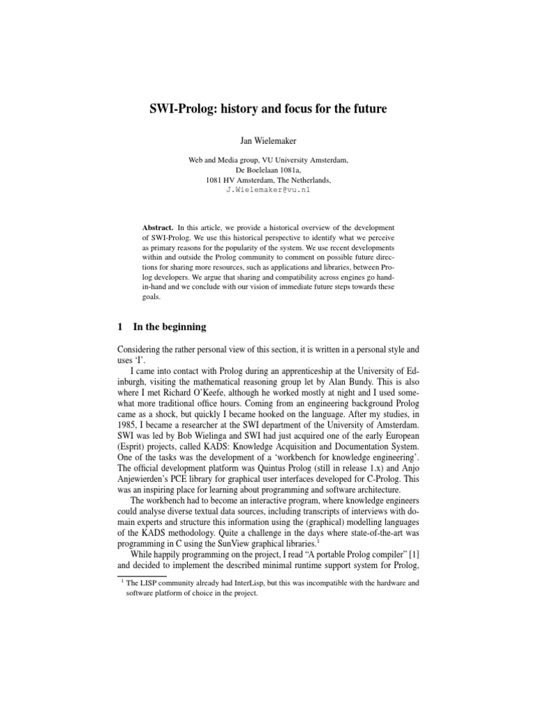 The Evolution Of Swi Prolog From Educational Toy To Popular Open Source Prolog System Pdf 