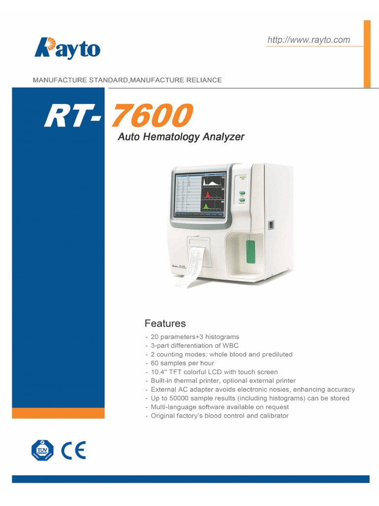 RT-7600 Auto Hematology Analyzer | PDF