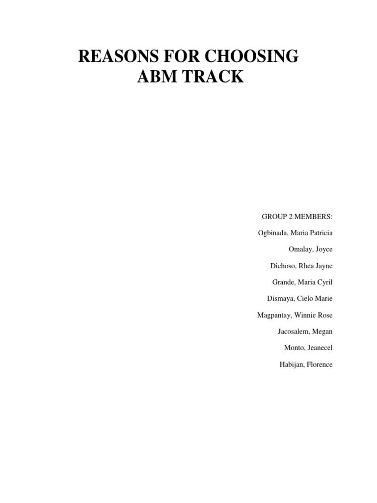 Reasons For Choosing Abm Track | PDF | Decision Making | Survey Methodology