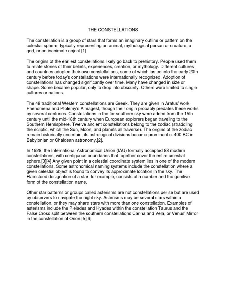 The Constellations | PDF | Constellation | Solar System