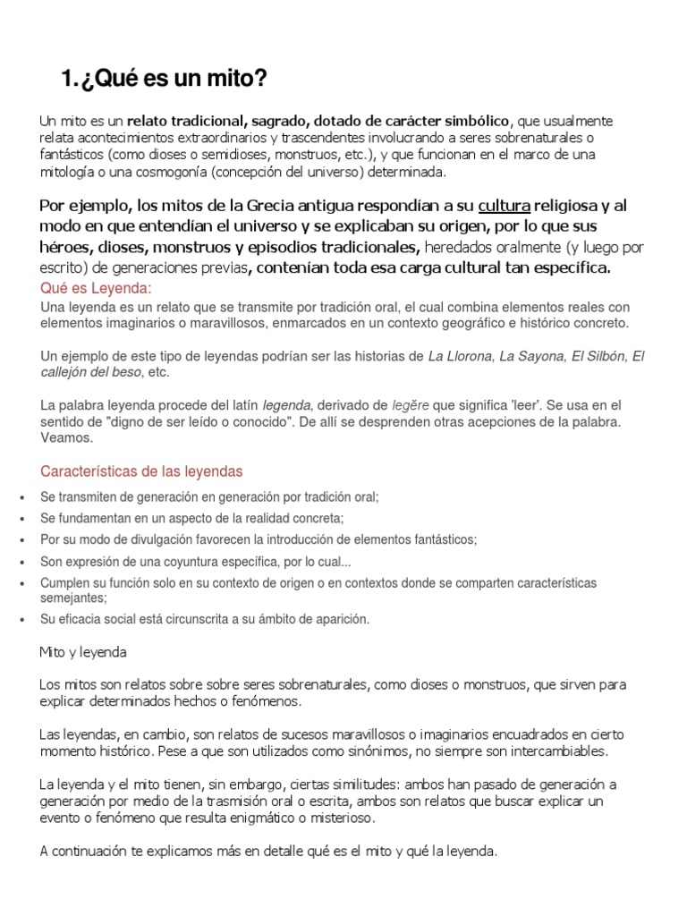 Qué Es Un Mito | PDF | Hans Christian Andersen | Leyendas